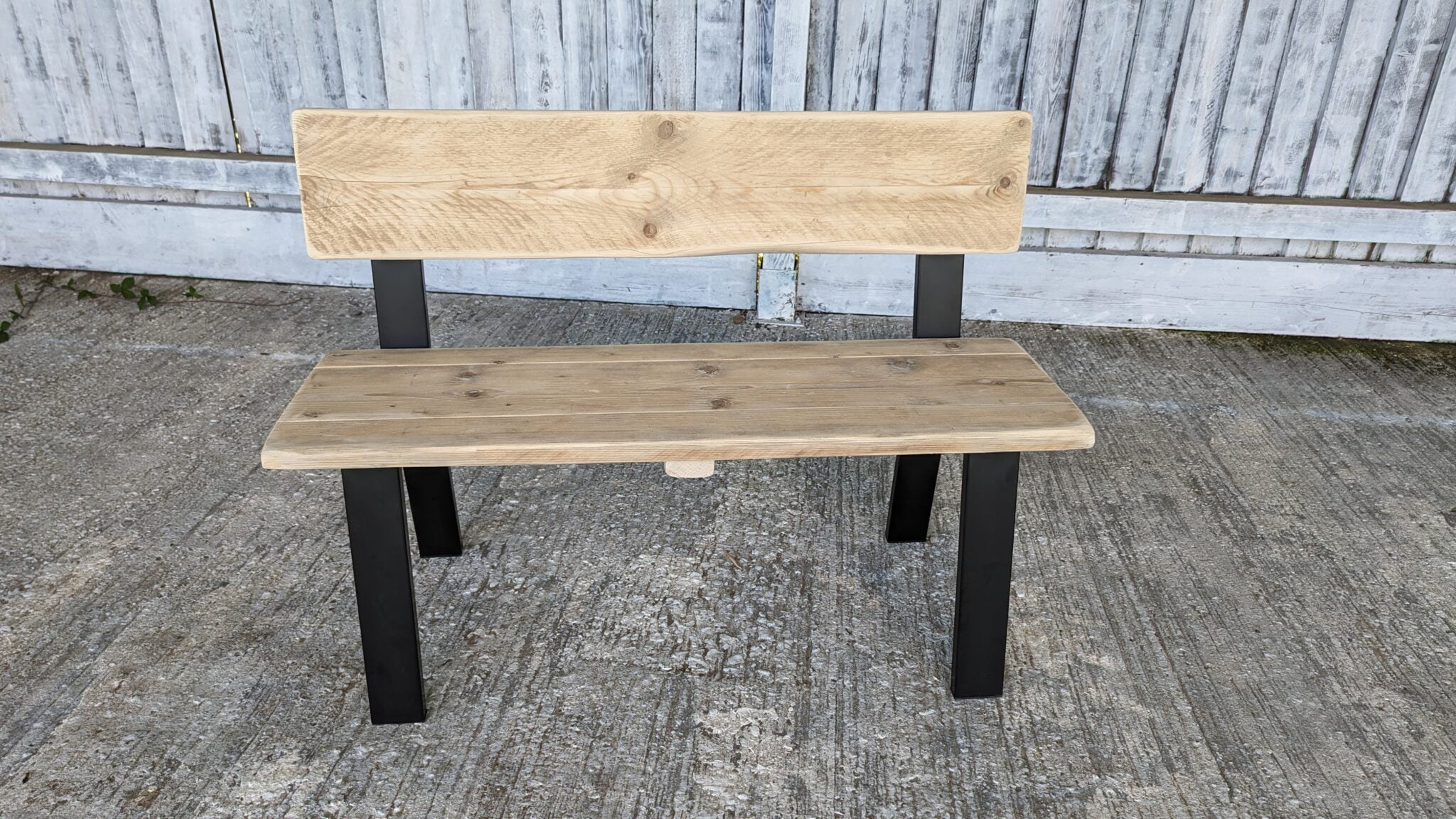 Reclaimed Wood Dining Bench with Back - Straight Legs | Dining Room ...