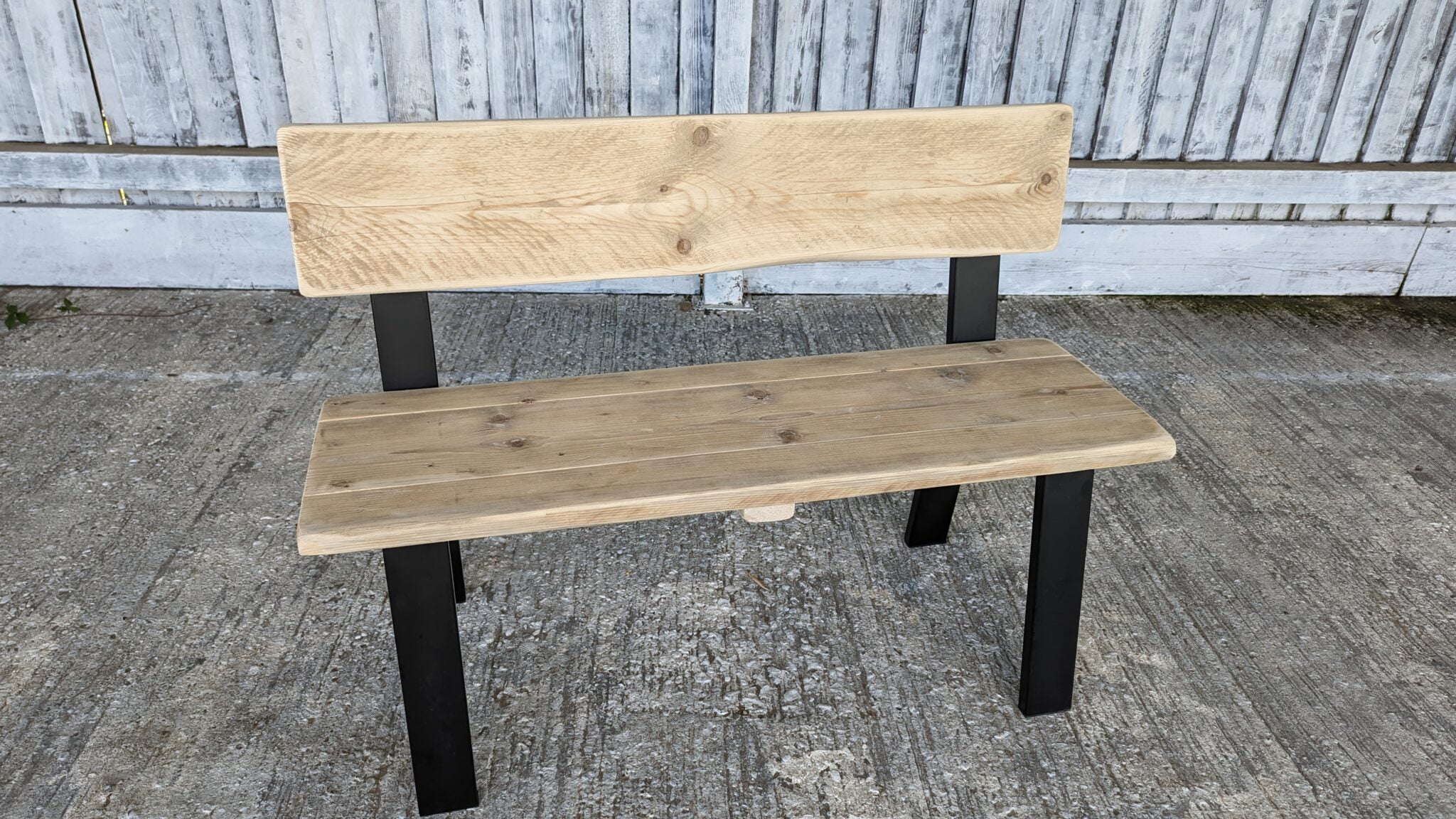 Reclaimed Wood Dining Bench with Back - Straight Legs | Dining Room ...