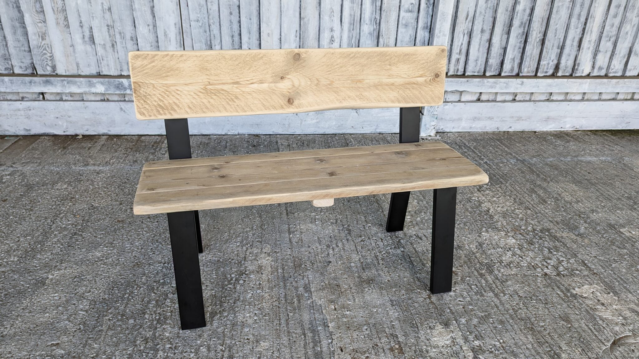 Reclaimed Wood Dining Bench with Back - Straight Legs | Dining Room ...