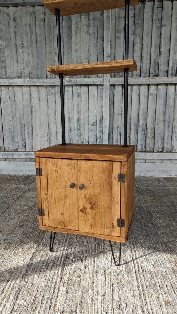 Industrial Wooden Cabinet + Wooden Shelves Ladder | Living Room ...