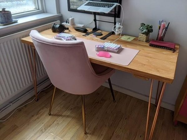Reclaimed Solid Wood Desks - Copper Hairpin Legs - Project Reclaim