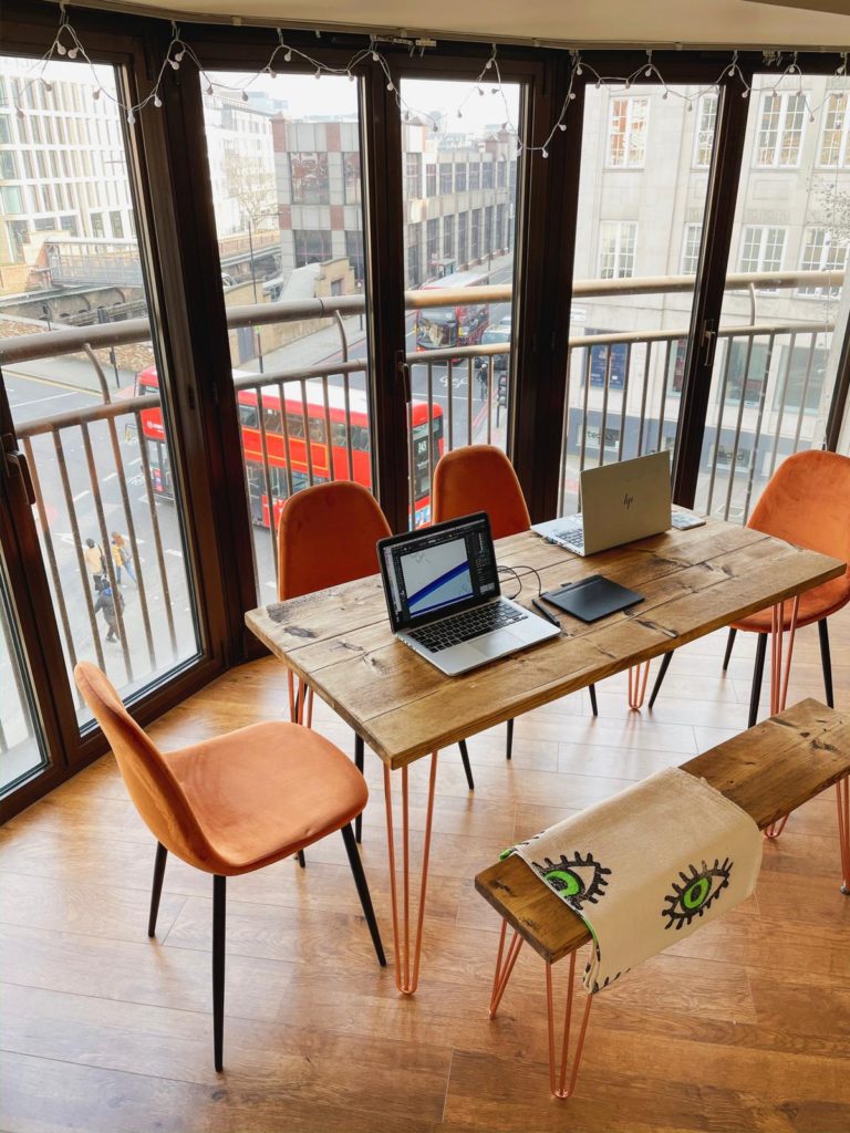 Wooden Reclaimed Dining Room Table - Copper Hairpin Legs | Rustic ...