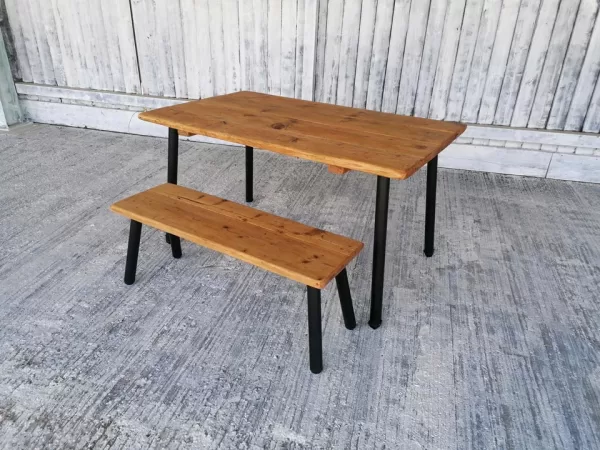Reclaimed Wood Table - Single Pin Legs | Rustic Salvaged Kitchen ...