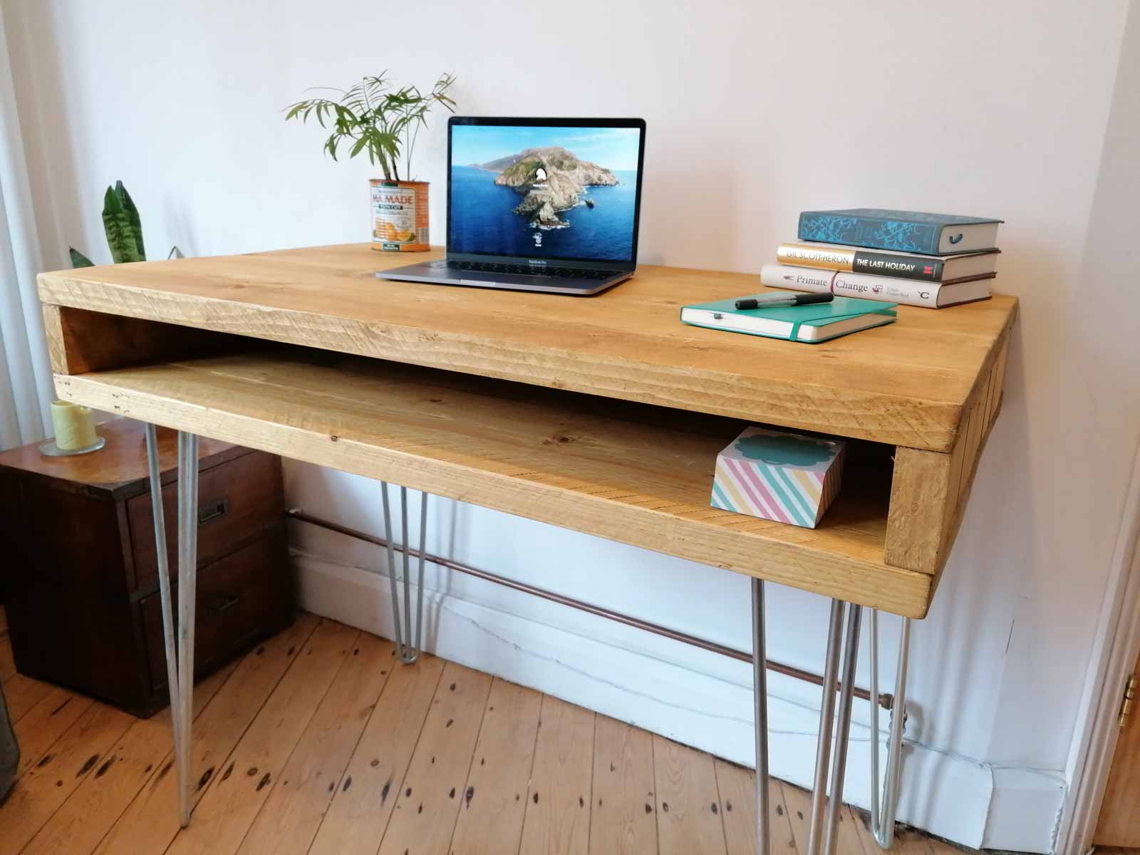 Reclaimed Solid Wood Desk "Eastern Bloc" - Open Drawers - Project Reclaim