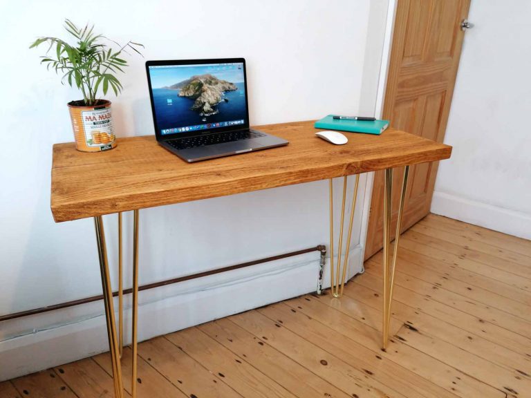 Reclaimed Solid Wood Desks - Copper Hairpin Legs - Project Reclaim