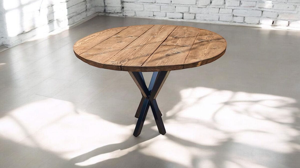 Round Table Pedestal Legs | Rustic Reclaimed Wood Dining | Central Base ...