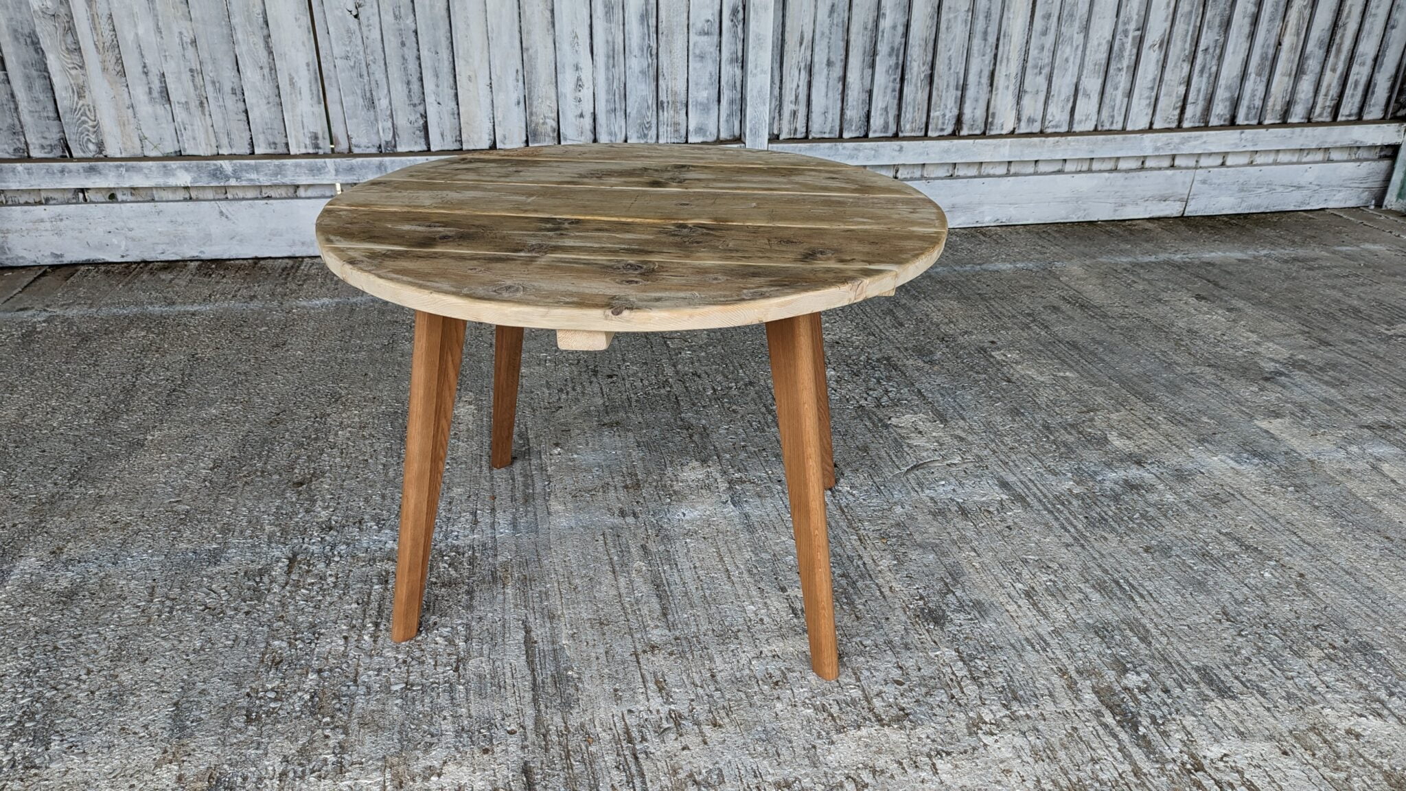 Round Dining Room Wooden Table - Single Pin Legs (4 Styles) | Rustic ...