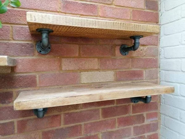 Steampunk Reclaimed Wood Wall Shelves (22x3.5cm) | Rustic Industrial ...