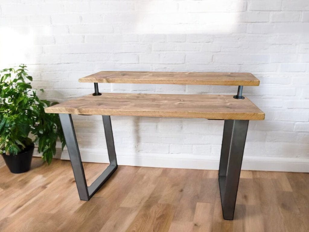 Reclaimed Wood Monitor Stand on Desk Top Punk Frame Legs 5 Styles Laptop Riser Custom Desks