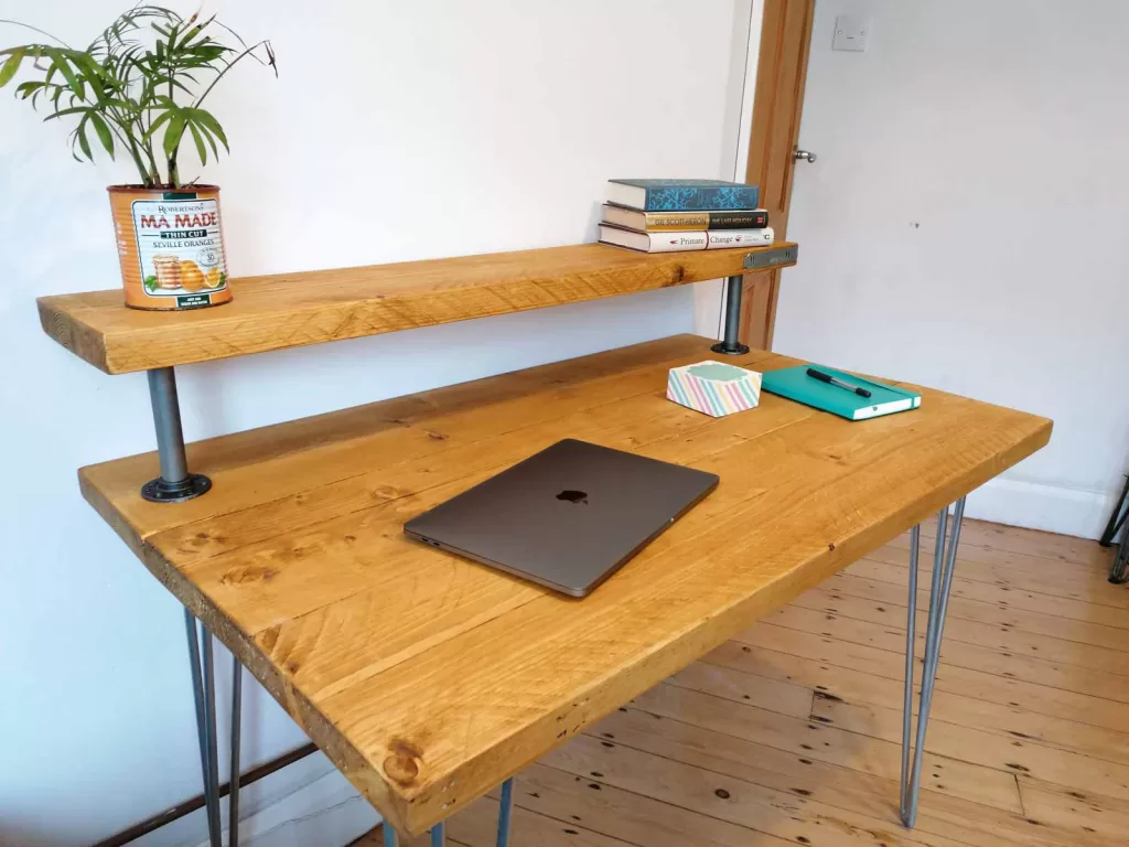Top Punk Reclaimed Wooden Desk Hairpin Legs Rustic Home Office Desks Laptop Stand Project Reclaim