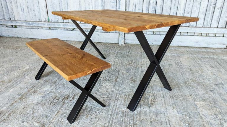 Rustic Dining Table - X-Frame | with Bench Options | Reclaimed Wood ...