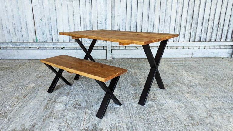 Rustic Dining Table - X-Frame | with Bench Options | Reclaimed Wood ...