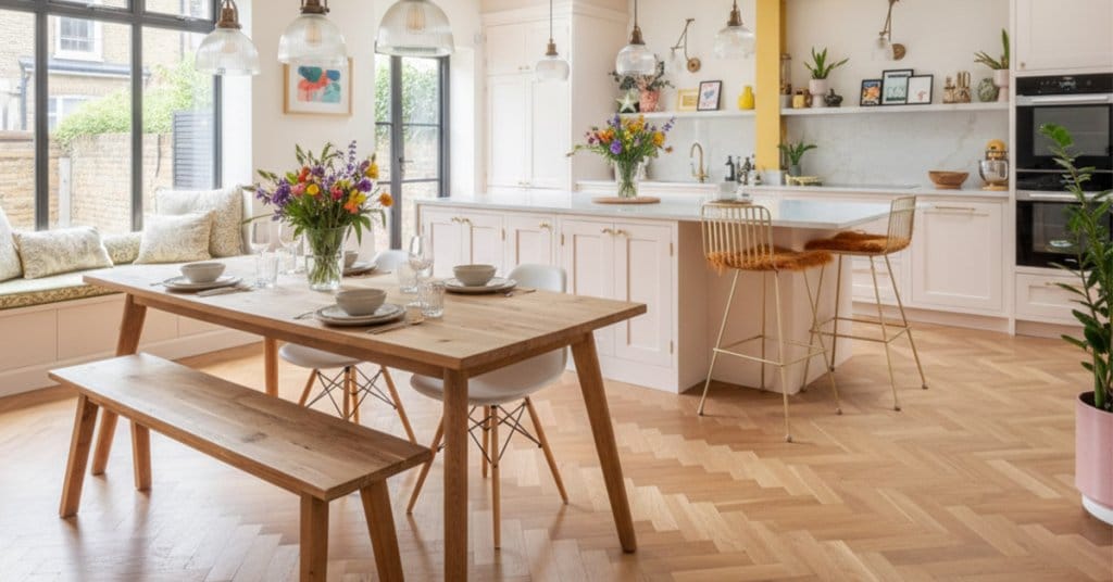 Dining Table Light Wood - Tapered Oak Legs | Reclaimed Wood Dining Room ...